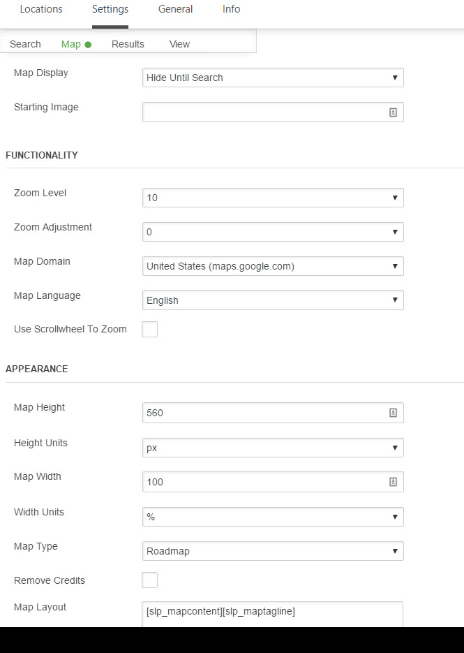 Map display options - Documentation